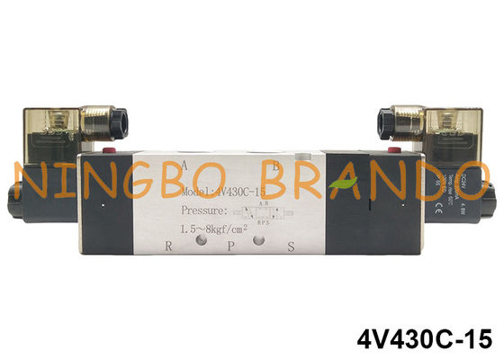 AirTAC Loại 5 Vị trí 3 Chiều 1/2 '' PT NPT BSPT 4V430C-15 Van điện từ khí nén điều khiển hướng